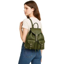Damen Rucksack "Chicaletta", Collezione Alessandrogr&uuml;n, Leder, Rucks&auml;cke, l&auml;ssiges Design aus echtem Leder