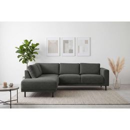 Ecksofa Home Affaire "Sveeva, L-Form, B.240 cm, schwarze Metallf&uuml;&szlig;e", anthrazit, B:240cm H:78cm T:197cm, 100% PES, Sofas, Ecksofa, langlebiger Webstoff, mit Wellenunterfederung, viele Farben