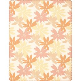 Biederlack "Plumeria" mit floralem Design, Kuscheldecke