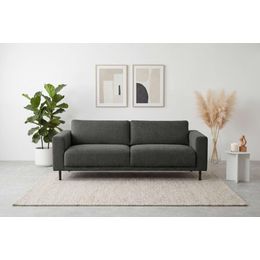 3-Sitzer Home Affaire "Sveeva, B.214 cm, schwarze Metallf&uuml;&szlig;e", anthrazit, B:214cm H:78cm T:90cm, 100% PES, Sofas, langlebiger Webstoff, mit Wellenunterfederung, viele Farben