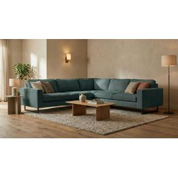 Ecksofa Home Affaire, B:290cm H:85cm T:250cm, blau, 92% Polyester, 8% Nylon, Wohnzimmer, Sofas, "Pinto, XXL, 250/290 cm, langer Schenkel, Ottomane",