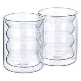 Mulex Latte-Macchiato-Glas "Mulex Gl&auml;ser Set San Diego", &Oslash; 7cm x 9,5cm, 200ml, 2 Stk., transparent, Trinkgef&auml;&szlig;e, doppelwandig, ideal f. Kaffee,