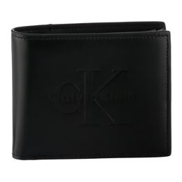 Geldb&ouml;rse Calvin Klein "BOLD BILLFOLD W/ COIN", Herren, schwarz, Leder, unifarben, Basic, Kleinlederwaren, Unisex Geldbeutel, Portemonnaie mit CK-Logo