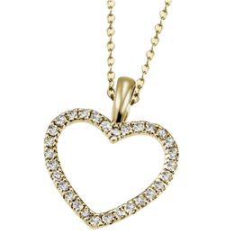 Firetti "Schmuck Geschenk Gold 375 Gold 585 Halsschmuck Halskette Herz" mit Tsavorit, Rubin, Saphir oder Brillanten