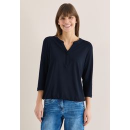 Cecil Damen 3/4-Arm-Shirtuniversal blau, Gr. XL, unifarben, Web, 50% Baumwolle, 50% Modal, Shirts, mit 3/4 &Auml;rmeln