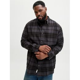 Jack & Jones PlusSize Herren Flanellhemd "JPRBLUBARKLEY FLANNEL XMAS L/S SHIRT PLS"schwarz, Gr. 4XL, JACK & JONES PLUSSIZE, unifarben, Web, Obermaterial: 100% Baumwolle,