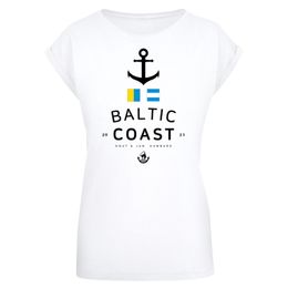 F4NT4STIC Damen T-Shirt "Ostsee Flaggen", wei&szlig;, Gr. XS, Obermaterial: 100% Baumwolle, Shirts, Print