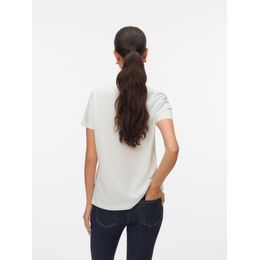 V&eacute;ro Moda VERO MODA Damen Kurzarmshirt "VMVIVA S/S O-NECK T-SHIRT JRS BTQ GA"snow wei&szlig; print:gold foil heart, Gr. S, bedruckt, Jersey, Obermaterial: 100%