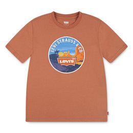 T-Shirt LEVI'S KIDS "LVB DESERT TRAIL TEE", Jungen, Gr. 12 (152), mango, Jersey, Obermaterial: 60% Baumwolle, 40% Polyester, meliert, normal, Rundhals, Shirts T-Shirt, mit W&uuml;stenprint, for Boys