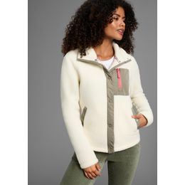 Kangaroos Damen Fleecejacke, gr&uuml;n, Gr. 44, kontrastfarbene Details, unifarben mit Farbeinsatz, Fleece, Obermaterial: 100% Polyester. &Auml;rmelfutter:
