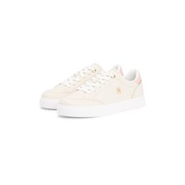 Tommy Hilfiger Damen Plateausneaker "TH CHIC CUPSOLE", Gr. 37, beige, Nappaleder, Schuhe, Freizeitschuh, Halbschuh, Schn&uuml;rschuh mit goldfarbenem