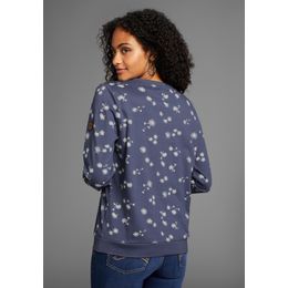 Kangaroos Damen Sweatshirt, blau, Gr. 52, Interlock, Obermaterial: 100% Baumwolle, Sweatshirts, mit Pusteblumen Allover-Print