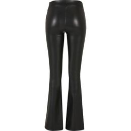 Urban Classics Damen Lederhose "Urban Classics Damen Ladies Synthetic Leather Flared Pants", schwarz, Gr. XS, unifarben, 93% Polyester, 7% Elasthan,