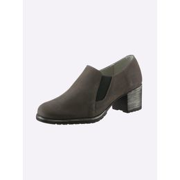 Heine Damen Hochfrontpumps, Gr. 40, grau, Leder, Rindsleder, Schuhe