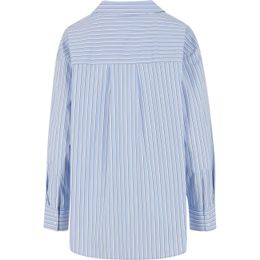 Urban Classics Damen Klassische Bluse "Urban Classics Ladies Oversized Striped Blouse"powderblau, wei&szlig;, Gr. XL, 69% Baumwolle, 29% Polyester, 2%