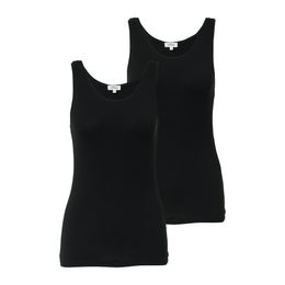 s.Oliver Damen Tanktop, schwarz, Gr. 40, unifarben, Jersey, Obermaterial: 95% Baumwolle, 5% Elasthan, Tops, 2-er Pack, Sommertop, mit Stretch
