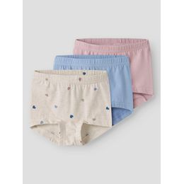 name it M&auml;dchen Hipster "NMFTIGHTS 3P PEYOTE HEARTS NOOS", Gr. 122, bunt, Jersey, Obermaterial: 95% Baumwolle, 5% Elasthan, bedruckt, unifarben,