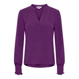 Only Damen Blusenshirt "ONLMETTE V-NECK LS SMOCK TOP NOOS WVN", lila, Gr. S, unifarben, Web, Obermaterial: 100% Polyester, Shirts, Kunstfaser,