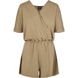 Urban Classics Damen Jumpsuit "Urban Classics Damen Ladies Short Modal Jumpsuit"khaki, Gr. S, unifarben, 77% Modal, 23% Polyester, Overalls