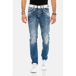 Cipo & Baxx CIPO & BAXX Herren Regular-fit-Jeans "Jeans", blau, Gr. 38, unifarben, 100% Baumwolle, Jeans, in Regular Fit, C-1127