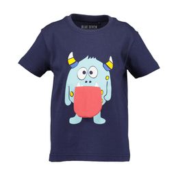 Blue Seven Jungen T-Shirtultramarin, Gr. 98, bedruckt, unifarben, Single Jersey, Obermaterial: 100% Baumwolle, Shirts, mit Monster-Effekt, mit