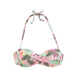 s.Oliver Damen B&uuml;gel-Bandeau-Bikini-Top "Azalea", rosa, Gr. 34, floral, Microfaser, Microfaser, Recycling-Polyamid, Bikini-Oberteile, im tropischen