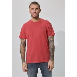 T-Shirt Street One MEN, Jungen, Gr. L (42), rot (dull coral), Web, 100% Baumwolle, unifarben, normal normal, Rundhals, abgesteppt, Shirts T-Shirt, aus reiner Baumwolle