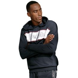 Herren Hoodie, BENCH. LOUNGEWEAR, Gr. 48, blau, Sweatware, Obermaterial: 60% Baumwolle, 40% Polyester, unifarben mit Farbeinsatz, Basic, Sweatshirts,