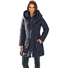 Heine Damen Parka, blau, Gr. 36, unifarben, 90% Polyester, 10% Polyamid, 90% Polyester, 10% Polyamid, F&uuml;llung:100% Polyester, Jacken