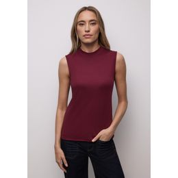 Street One Damen Longtoptruffle rot, Gr. 42, unifarben, Web, 50% Baumwolle, 50% Modal, Tops, mit Turtleneck