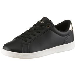 ANISTON SHOES Damen Sneaker, Gr. 42schwarz, goldfarben, Lederimitat, Schuhe, Schn&uuml;rschuh, Freizeitschuh mit Metallic-Akzent - NEUE KOLLEKTION