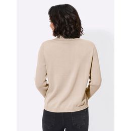 Casual Looks Damen Stehkragenpullover "Pullover", beige, Gr. 44, unifarben, 100% Baumwolle, Pullover