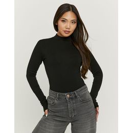 Langarmbody Tally Weijl "SBOCOCOSIMO", Damen, Gr. S, N-Gr, schwarz, Jersey, Obermaterial: 100% Baumwolle, unifarben, figurbetont normal, Bodys, Baumwollmischung, figurbetont
