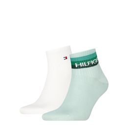 Tommy Hilfiger Herren Kurzsocken "TH MEN QUARTER 2P SPORT TH LOGO", Gr. 39fresh gr&uuml;n, Obermaterial: 65% Baumwolle, 34% Polyamid, 1% Elasthan, Socken