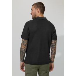 Street One MEN Herren Poloshirt, schwarz, Gr. L, unifarben, Web, 86% Baumwolle, 14% Modal, Shirts, im soften Baumwoll-Mix