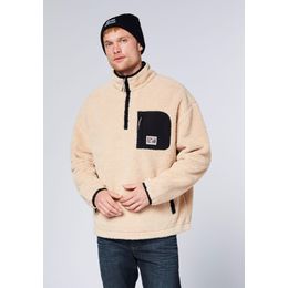 Chiemsee Herren Strickfleece-Pullover "Teddyfleecepullover", beige, Gr. XL, Obermaterial: 100% Polyester, Pullover, hoch geschlossener Ausschnitt,