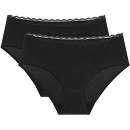 Triumph Damen Midislip "Feel Of Cotton", Gr. 44, schwarz, Microtouch, Obermaterial: 86% Polyamid, 14% Elasthan, unifarben, Unterhosen, weich, ohne