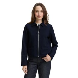 Tom Tailor Damen Jackenblazer, blau, Gr. M, unifarben, Web, Obermaterial: 54% Baumwolle, 43% Polyester, 3% Elasthan, Blazer, mit Kragen