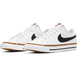 Nike Sportswear M&auml;dchen Sneaker "COURT LEGACY (GS)", Gr. 37,5, schwarz-wei&szlig;, Leder, kontrastfarbene Details, unifarben mit Farbeins&auml;tzen, Schuhe, F&uuml;r