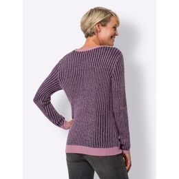Classic Basics Damen Strickpullover "Rundhals-Pullover", lila, Gr. 46, gemustert, gestreift, mehrfarbig, 100% Polyacryl, Pullover