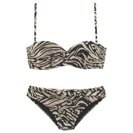 Bruno Banani Damen B&uuml;gel-Bandeau-Bikini, braun, Gr. 34, Animalprint, bedruckt, Microfaser, Polyamid, Bikini-Sets, in trendigem Animalprint
