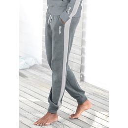 Damen Sweathose, BENCH. LOUNGEWEAR, Gr. 32, grau, Jersey, Obermaterial: 60% Baumwolle, 40% Polyester, unifarben mit Farbeinsatz, Hosen, mit