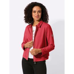 Casual Looks Damen Shirtjacke "Sweatjacke", rot, Gr. 40, unifarben, 100% Baumwolle, Shirts