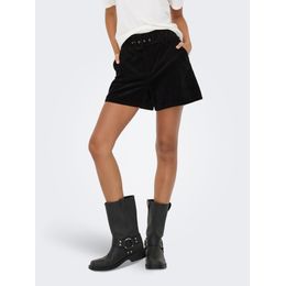 Only Damen Shorts "ONLNESSA HW BELT CORD SHORTS CC PNT", schwarz, Gr. M, unifarben, Cord, Obermaterial: 100% Baumwolle, Hosen