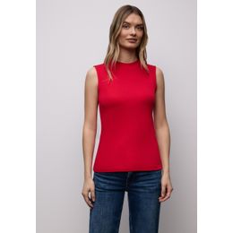 Street One Damen Longtopsalsa rot, Gr. 44, unifarben, Web, 50% Baumwolle, 50% Modal, Tops, mit Turtleneck