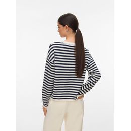 V&eacute;ro Moda VERO MODA Damen Strickpullover "VMAPPLE LS O-NECK PULLOVER BOO"birch stripes:navy blazer, Gr. XS, gestreift, Strick, Obermaterial: 80% Polyester, 20%