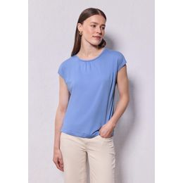 Damen T-Shirt, blau, Gr. 46, STREET ONE STUDIO, unifarben, Web, 50% Modal, 50% Baumwolle, Shirts, aus elastischem Materialmix