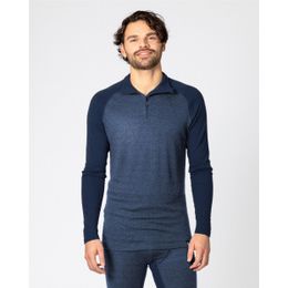 BULA Herren Funktionsshirt, blau, Gr. XL, Jacquardmuster, 100% Wolle, Shirts, mit geruchsneutralisierenden Eigenschaften