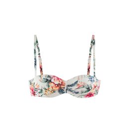 Lascana Damen B&uuml;gel-Bandeau-Bikini-Top "Salsa", beige, Gr. 36, gebl&uuml;mt, Microfaser, Recycling-Polyamid, Bikini-Oberteile, mit tollem Blumenprint