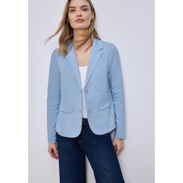 Jackenblazer Street One, Damen, Gr. 40, original blau, Piqu&eacute;, Obermaterial: 71% Polyester, 26% Viskose, 3% Elasthan, unifarben, tailliert h&uuml;ftbedeckend, tiefer V-Ausschnitt, Blazer, mit Piqu&eacute;-Struktur
